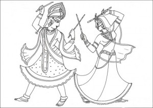 Navratri and Dussehra festival coloring pages