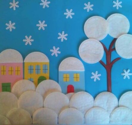 Winter Kid Craft Idea-Cotton pads craft and art ideas to make with kids ...