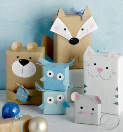 DIY holiday ANIMAL gift wrapping ideas - family holiday